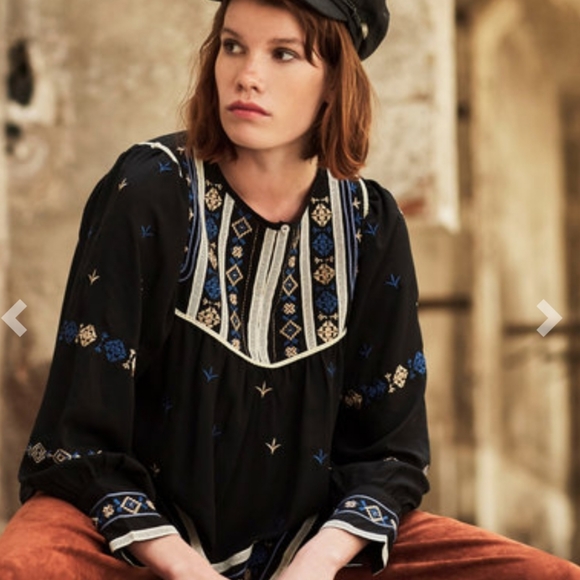 Zara | Tops | Zara Premium Collection Embroidered Top Medium | Poshmark